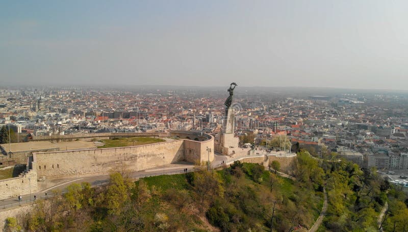 Aerial View of Budapest Skyline and City Citadel Stock Image - Image of ...