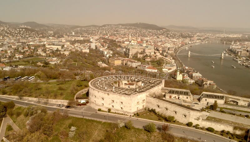 Aerial View of Budapest Skyline and City Citadel Stock Image - Image of ...