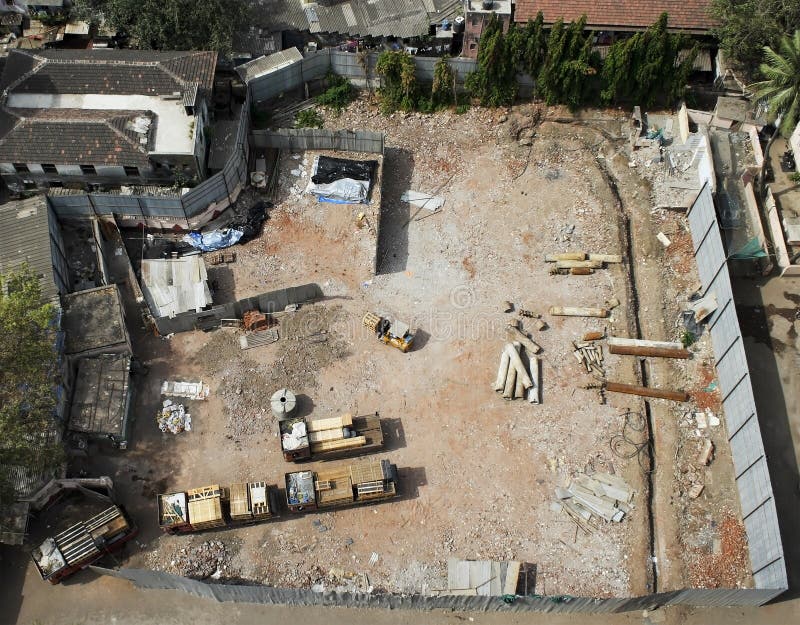 Aerial View of Builders Plot Ready for Work Stock Photo - Image of ...