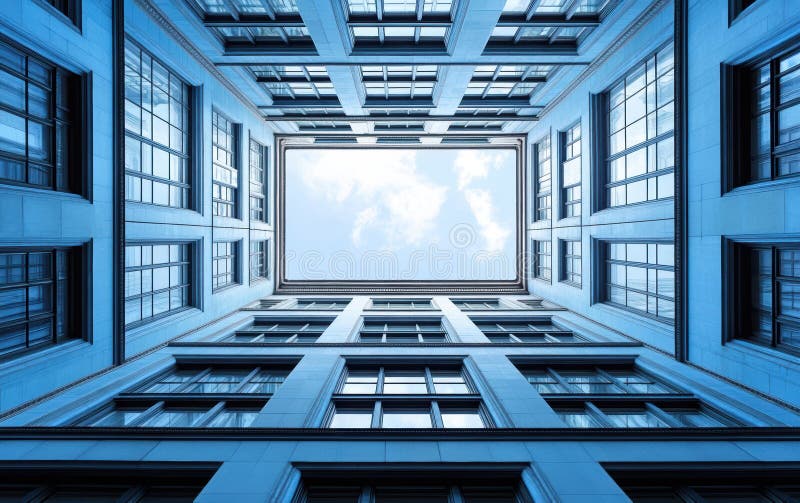 Aerial View Building Clear Sky Backdrop Ground Perspective Stock Photos ...