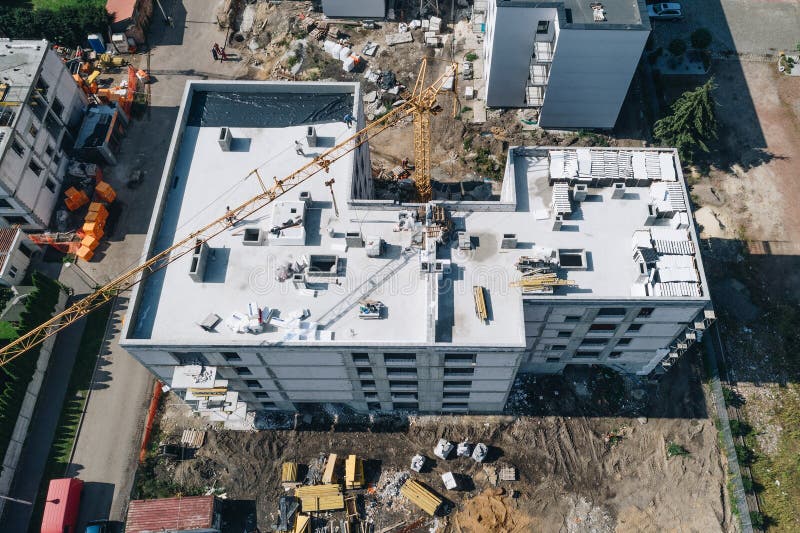 Aerial View on Building Construction Site. Stock Image - Image of ...