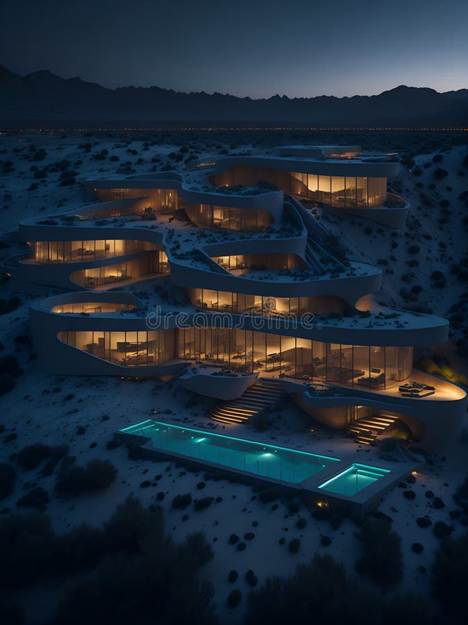 Ai Generated a Stunning Nighttime Aerial View of a Modern Building ...