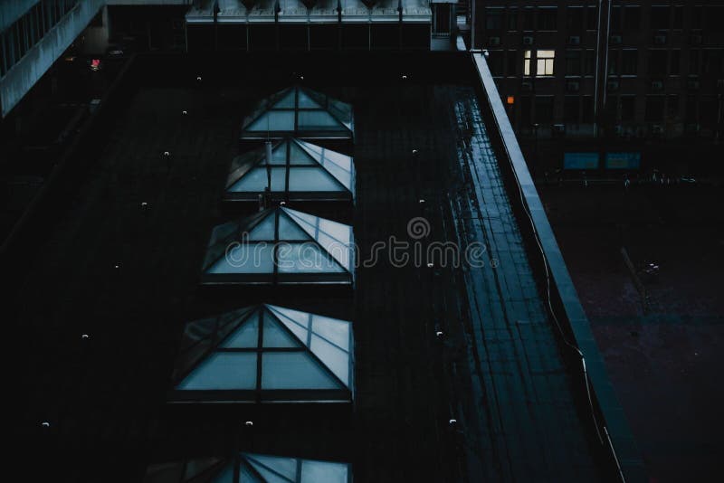 Aerial View of Building Roof during Rain Stock Image - Image of ...