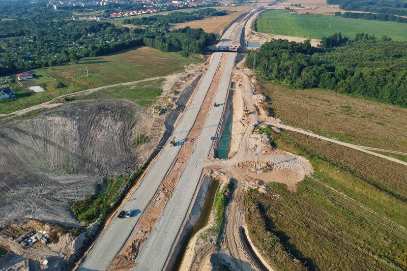Aerial View on Building Site of Road Bridge for City Road Bypass Stock ...
