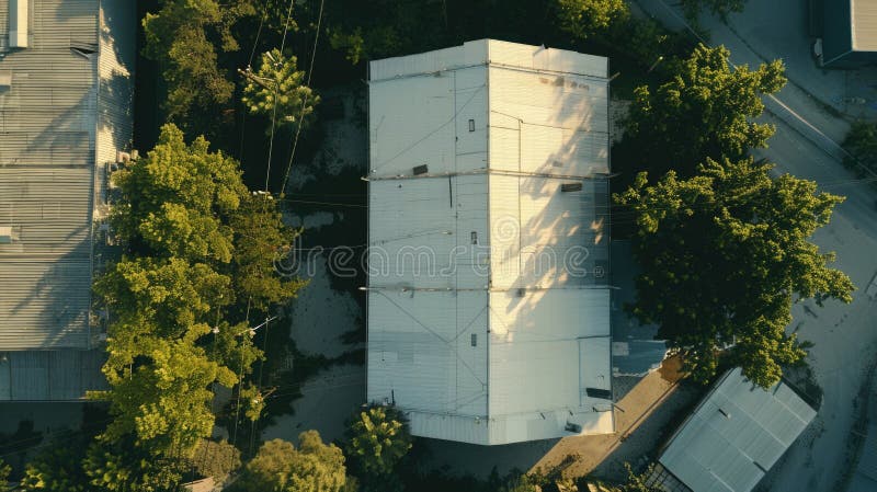 Aerial View of a Building Surrounded by Trees Stock Photo - Image of ...