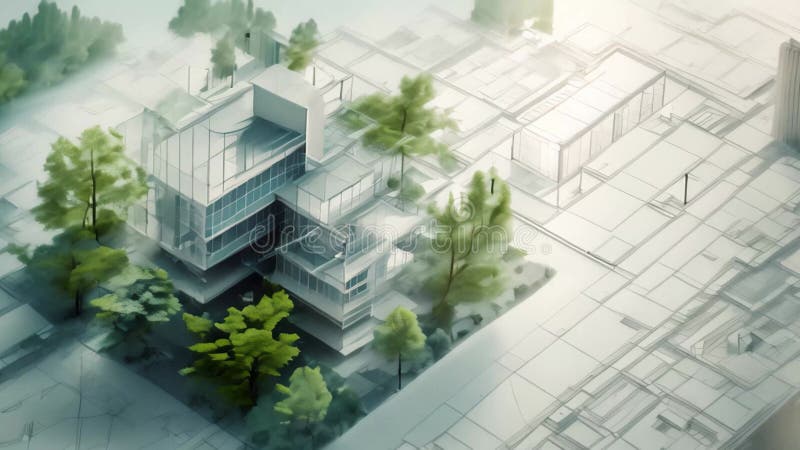 Aerial View of a Building Surrounded by Trees in a Urban Setting ...