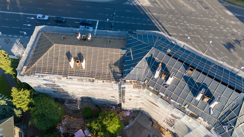 Aerial View of Building Under Construction with Scaffolding Stock Photo ... Aerial View of Building Under Construction with Scaffolding Stock Photo ...