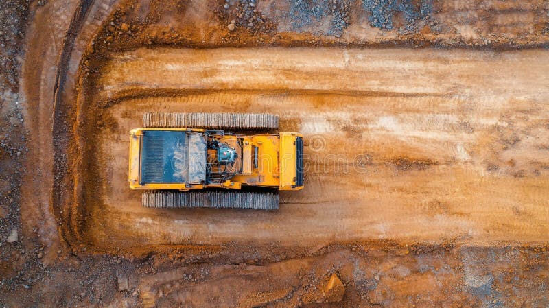 Aerial View of a Bulldozer Working on a Construction Site Stock ...