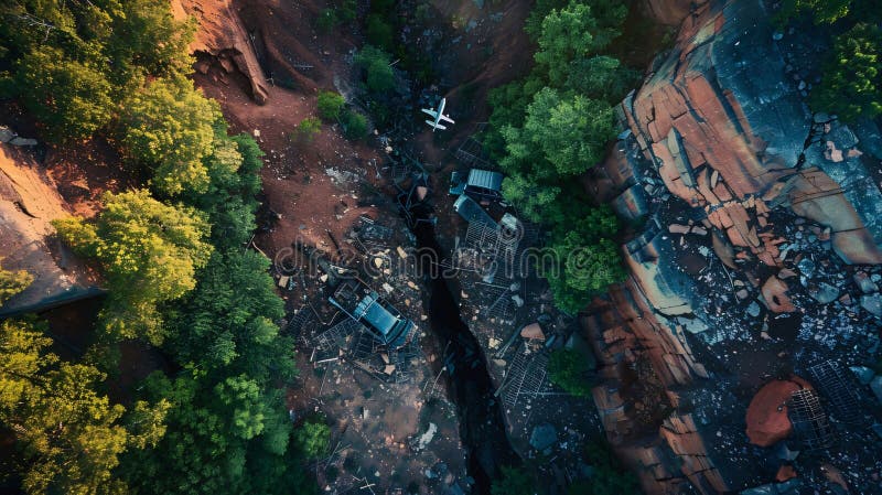 Aerial View of a Burnt Out Forest after a Rain Storm Stock Illustration ...