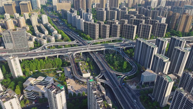 Aerial View of a Bustling Urban Area with a Complex Interchange ...