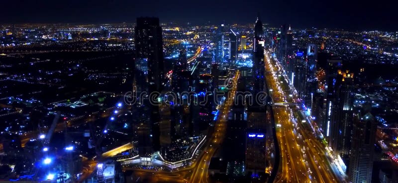 Aerial View of the Busy City Streets of Dubai, UAE Stock Image - Image ...