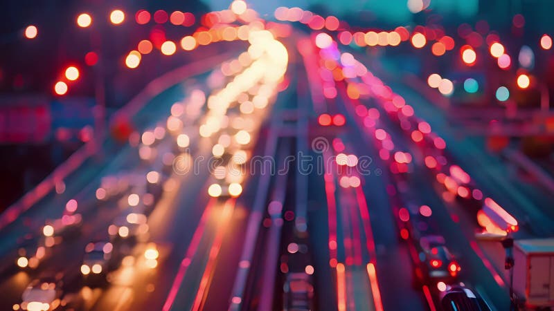An Aerial View Of A Busy Highway With Colorcoded Lanes Indicating Predicted Traffic Flow
