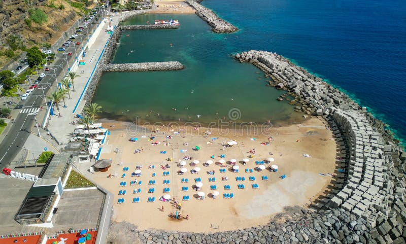 Aerial View of Calheta Beach in Madeira Editorial Stock Photo - Image ...