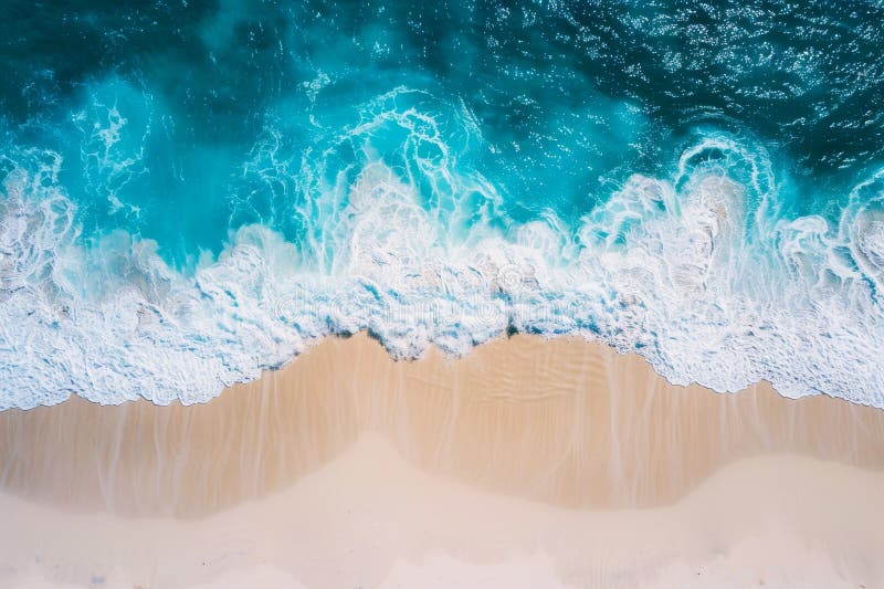 Aerial View of a Calm Beach with Small Waves Stock Illustration ...