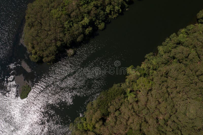 Aerial View of Canal To River Connection Stock Photo - Image of canal ...