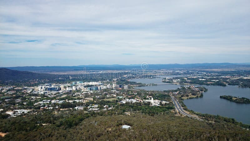 Aerial View of Canberra stock photo. Image of water, australia - 53486674