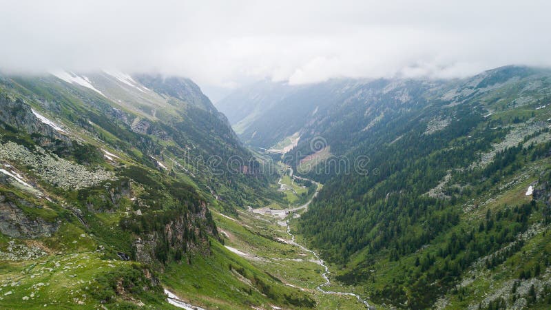 Aerial View of the Canyon High in the Alpine Mountains Stock Photo ...