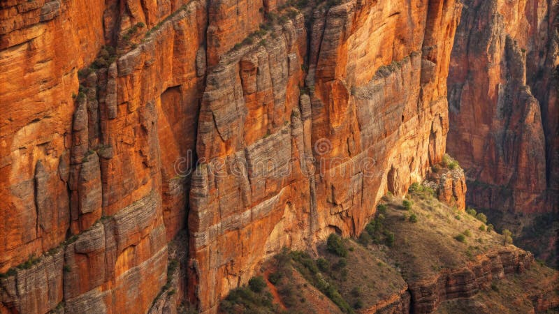 Aerial View Canyon Wall Composition, Textured Red Rock, Geological ...