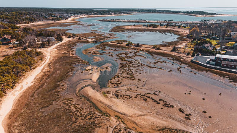 Aerial View of the Cape Cod Dunes Swamp Stock Photo - Image of river ...