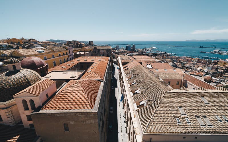 Aerial View of the Capital of Sardinia from the Tallest Tower Editorial ...