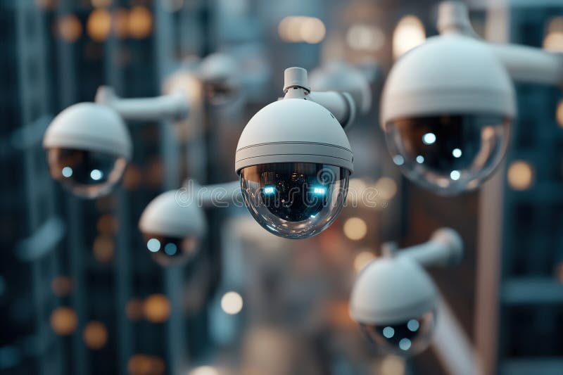 Aerial View Captures Multiple Security Cameras Installed Across an ...