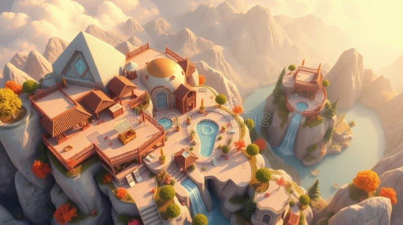 Aerial View of a Mountain Resort Complex AI Generated Image. Stock ...