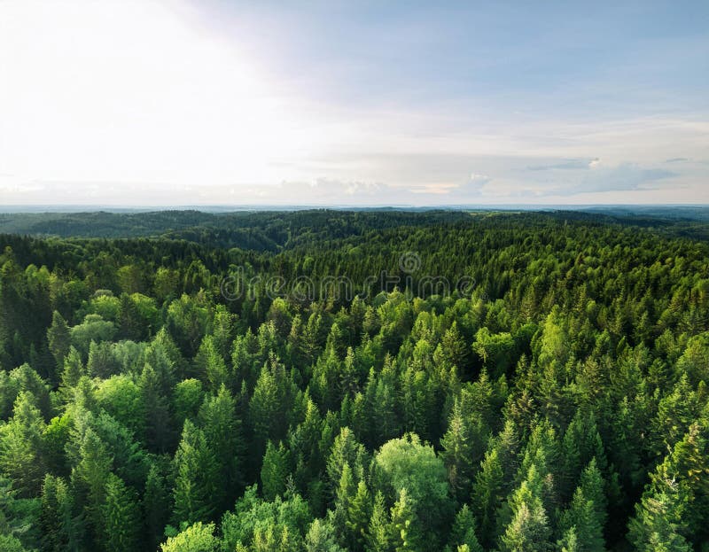 Aerial View Capturing a Dense Forest of Trees Stock Illustration ...
