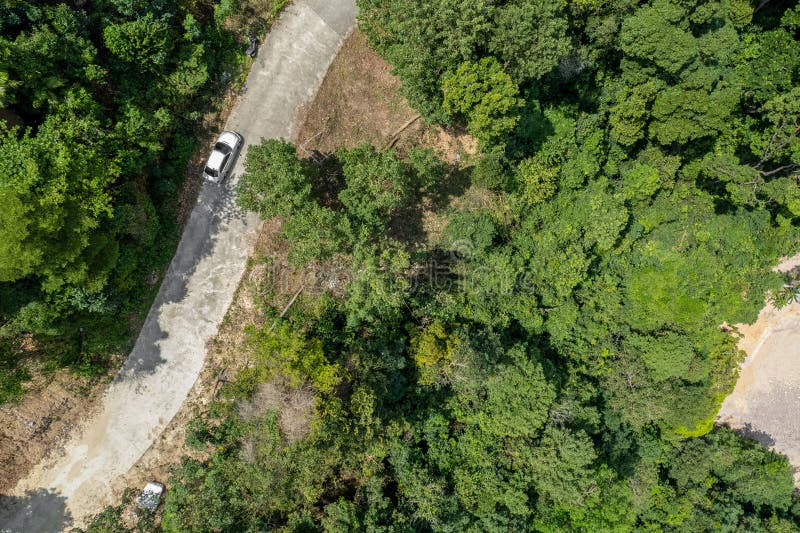 Aerial View of Car Driving on Road Stock Image - Image of field ...