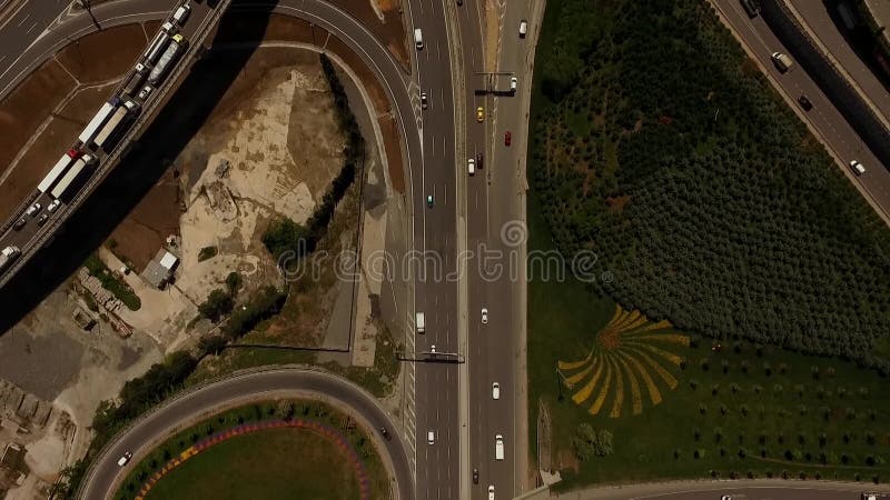 Aerial View of Car Traffic at Highway Junction. Stock Video - Video of ...