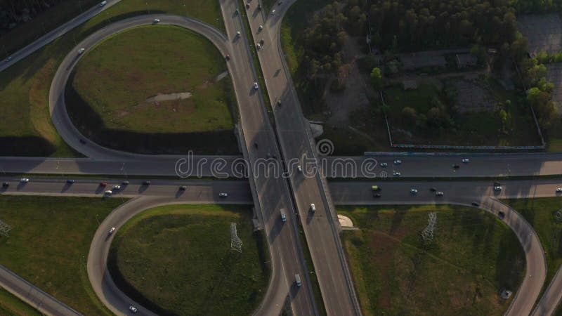 Aerial View of Car Traffic at the Interchange Stock Image - Image of ...