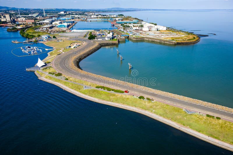 Aerial View of Cardiff Docks and Barrage on a Warm Summers Day Stock ...