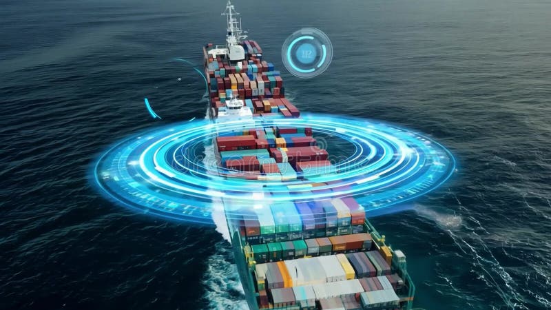 Aerial View of Cargo Container Ship in the Sea. Digital Elements Stock ...