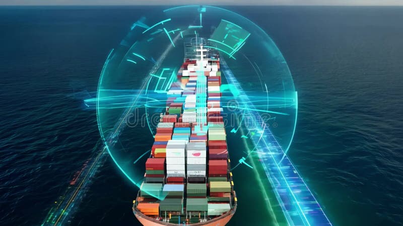Aerial View of Cargo Container Ship in the Sea. Digital Elements Stock ...