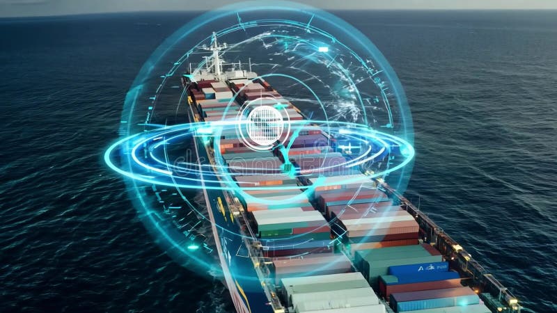 Aerial View of Cargo Container Ship in the Sea. Digital Elements Stock ...