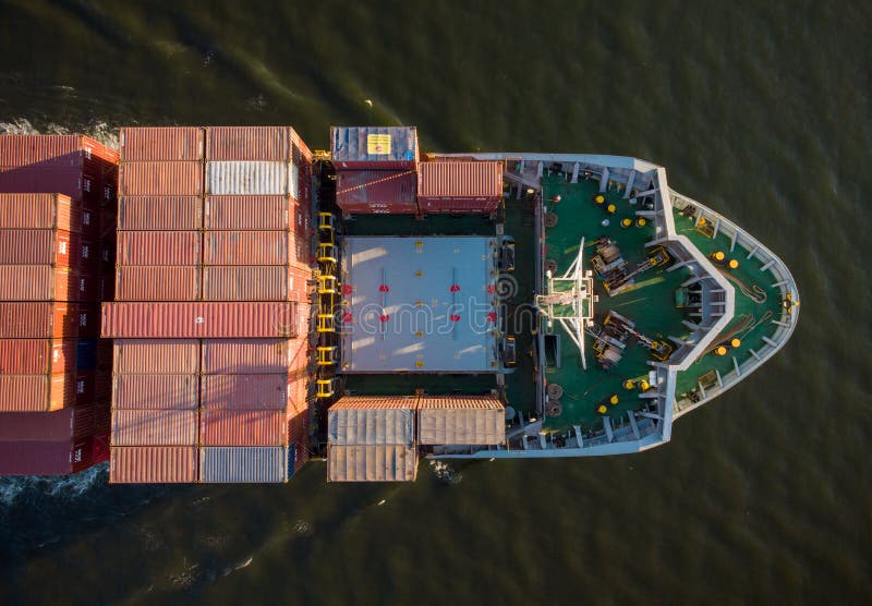 Aerial View of Cargo Container Ship in the Sea Stock Image - Image of ...