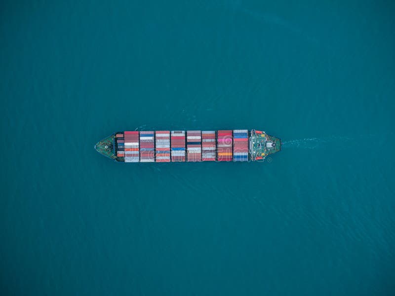 Aerial View of Cargo Container Ship in the Sea Stock Image - Image of ...