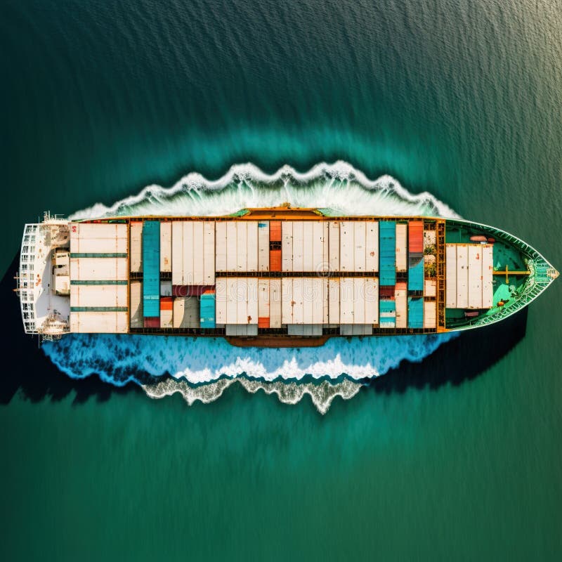 Aerial View of Cargo Maritime Ship in the Ocean. Generative AI Stock ...