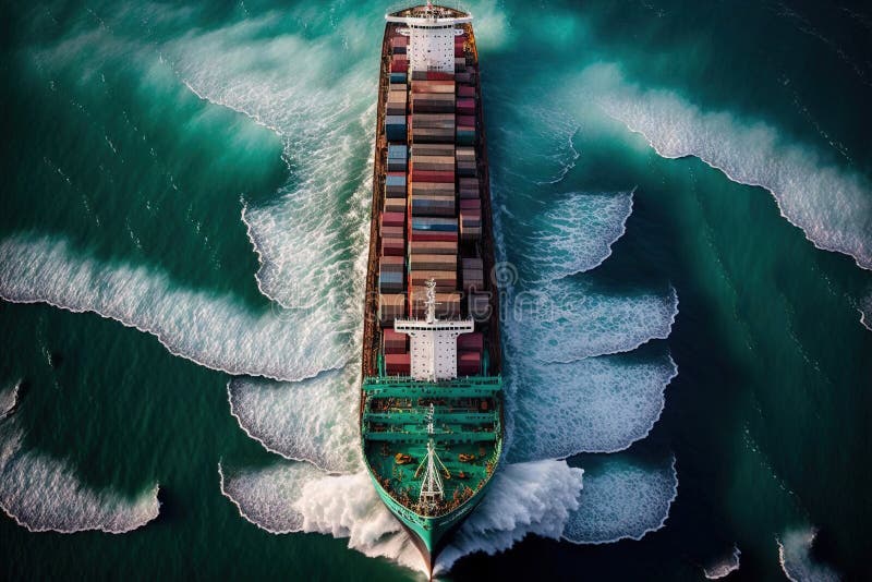 Aerial View of Cargo Maritime Ship in the Ocean. Generative AI Stock ...