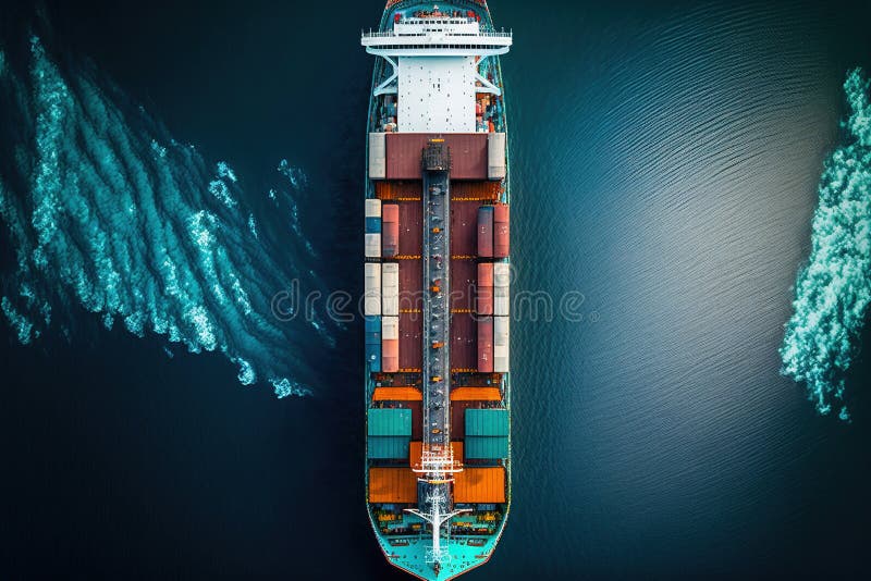 Aerial View of Cargo Maritime Ship in the Ocean. Generative AI Stock ...