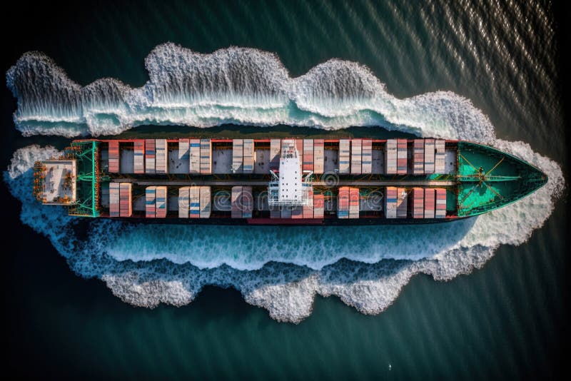 Aerial View of Cargo Maritime Ship in the Ocean. Generative AI Stock ...