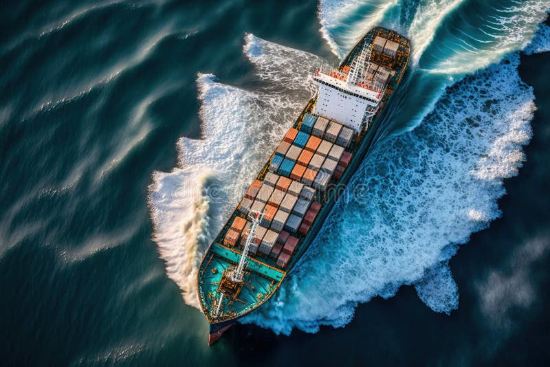 Aerial View of Cargo Maritime Ship in the Ocean. Generative AI Stock ...