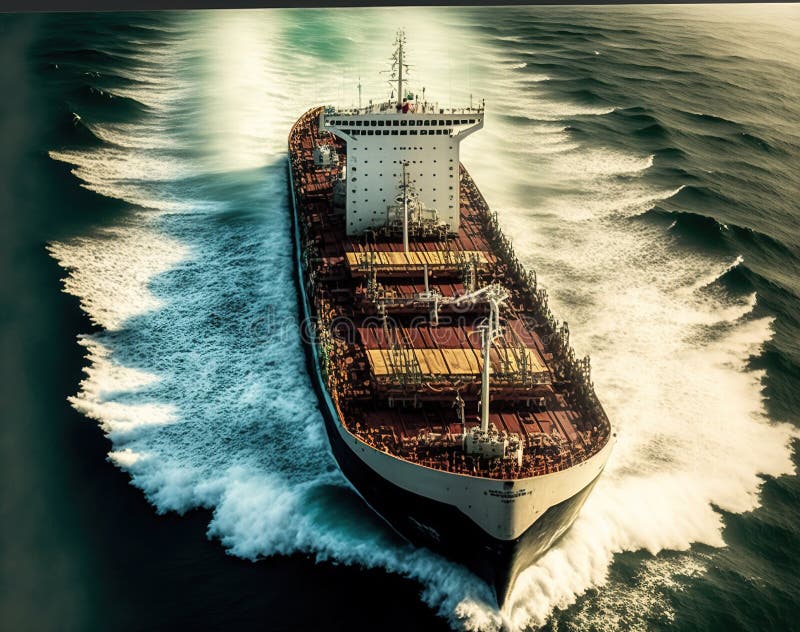 Aerial View of Cargo Maritime Ship in the Ocean. Generative AI Stock ...
