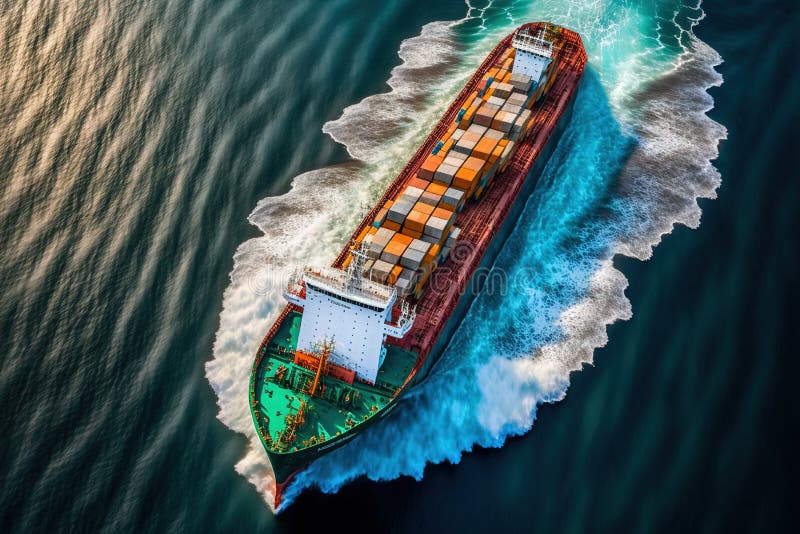 Aerial View of Cargo Maritime Ship in the Ocean. Generative AI Stock ...