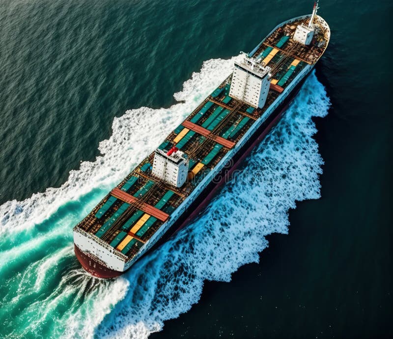 Aerial View of Cargo Maritime Ship in the Ocean. Generative AI Stock ...