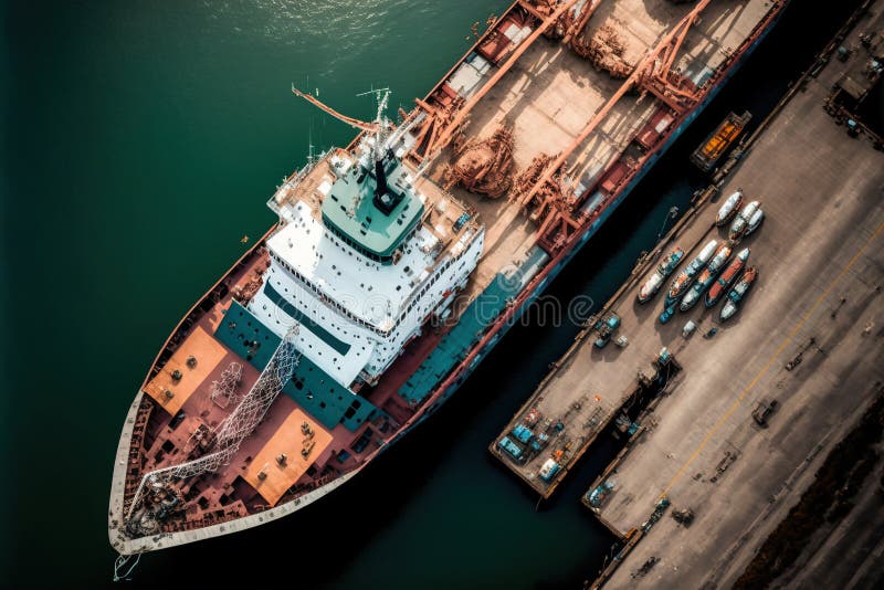 Aerial View of Cargo Maritime Ship in Port. Generative AI Stock ...