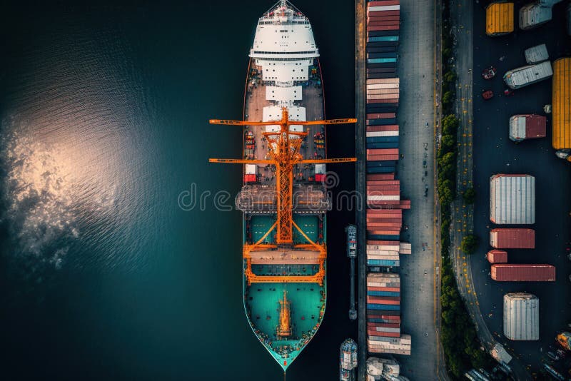 Aerial View of Cargo Maritime Ship in Port. Generative AI Stock ...