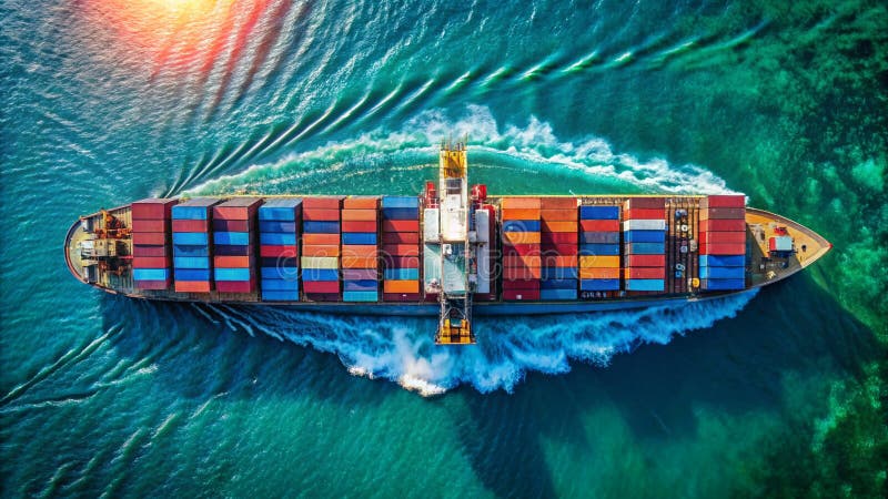 Aerial View of Cargo Ship with Cargo Container on Sea Creative AI Stock ...