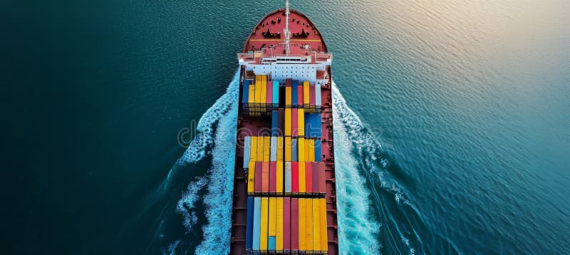 Aerial View of Cargo Ship Carrying Container for Logistics and Import ...