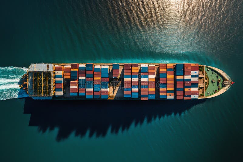 Aerial View of Cargo Ship Container in the Ocean Transportation ...