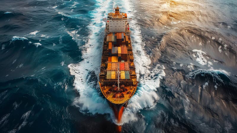 An Aerial View of a Cargo Ship with Containers. Container Ship in the ...